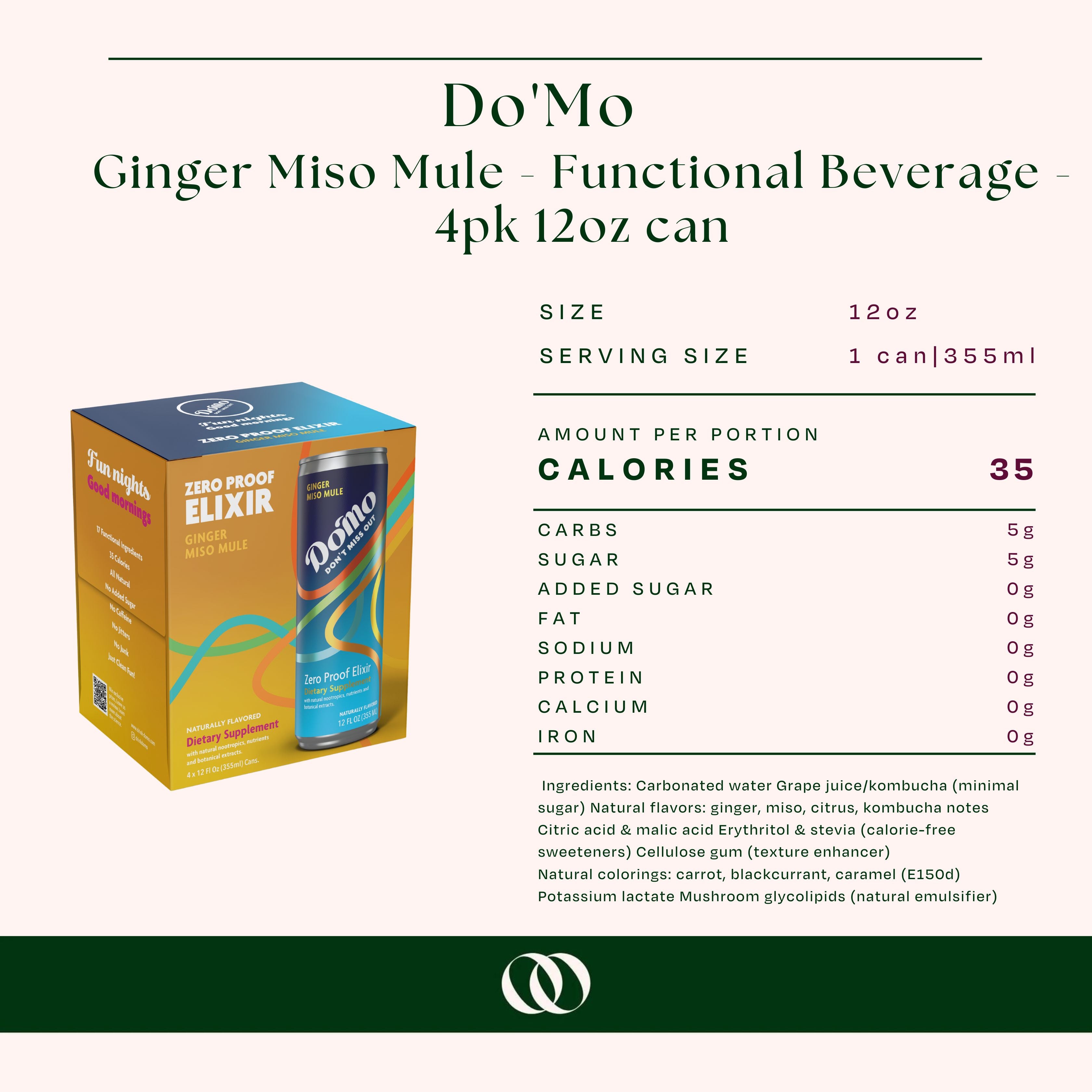 Do'Mo - Ginger Miso Mule - Functional Beverage - 4pk 12oz can – Boisson